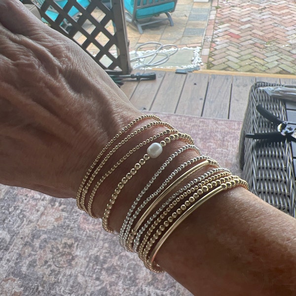 Gold Bead Bracelet Silver Bead Bracelet Gift Stack|gold Bead Bracelet ...