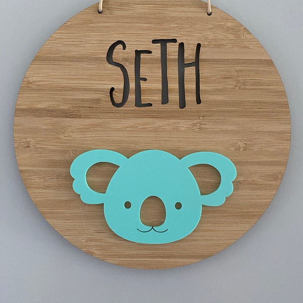 KOALA Personalised Wooden Wall-door Hanging-nursery Decor-plaque-kids ...