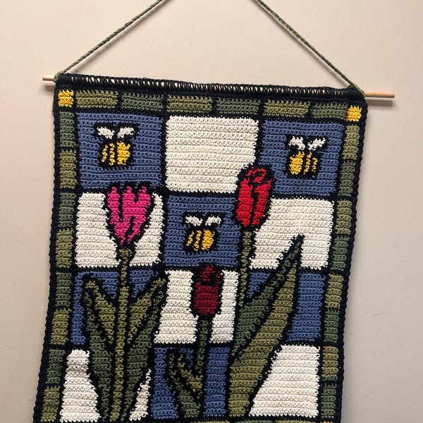 Cute Heart Butterfly Y2K Crochet Tapestry Pattern - Crocheted Gift ...