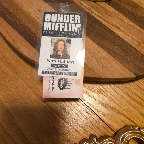 The Office Dunder Mifflin ID Badge Jim Halpert, Pam Halpert, Dwight ...