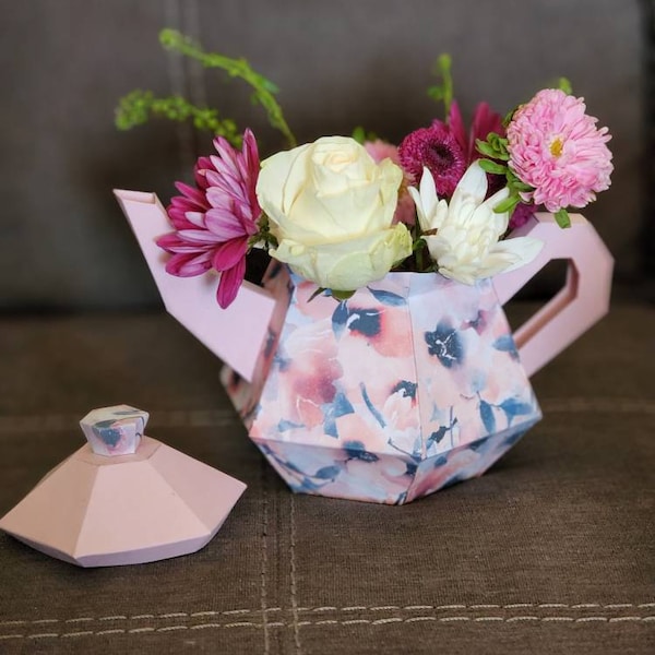 3D Teapot SVG File, 3D Paper Tea Pot SVG Cut File | Tea SVG | 3D Treat ...