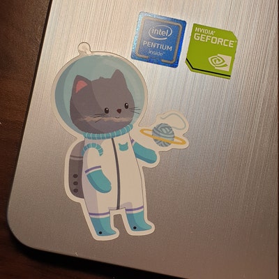 Cat Space Sticker, Vinyl Stickers, Laptop Decal, Cat Gift for Her, Cute ...