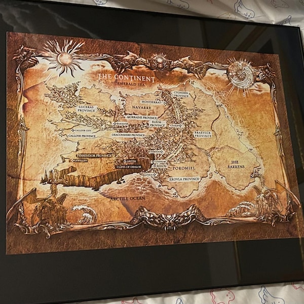 Fourth Wing & Iron Flame World Map Aluminum Print - Rebecca Yarros Art ...