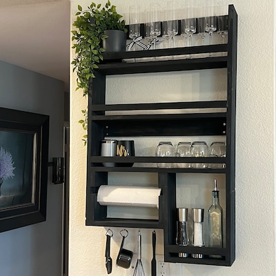 Esseno Spice Rack Solid Wood Spice Rack Kitchen Organizer Utensil ...