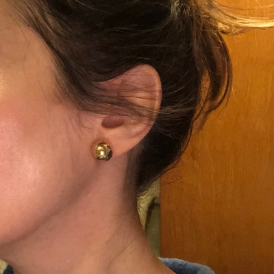 14K Yellow Gold Ball Push Back Studs Tiny Earring Stud Dainty Ball Stud ...