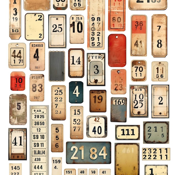 INDUSTRIAL GRUNGE Numbers Labels Printable Steampunk Supplies | Tags ...