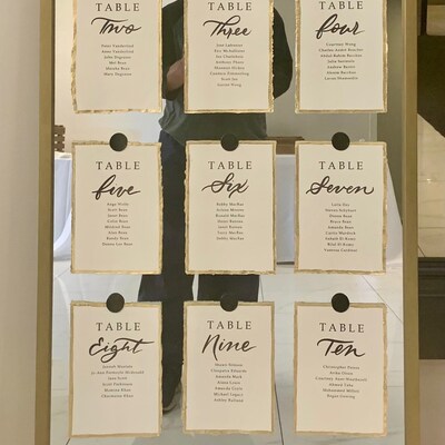 Table Plan Cards on Handmade Paper With or Withour Gold Leaf, Rose Gold ...