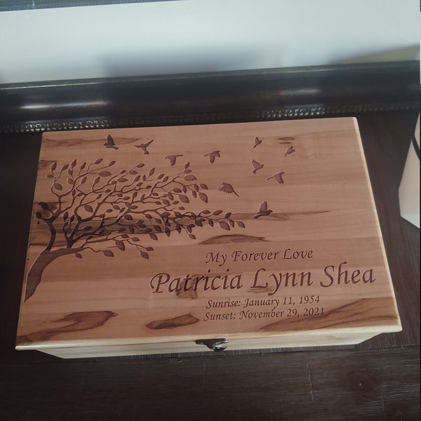 Personalized Tree Memory Box 12x8x4, Custom Hand Made Wood Keepsake Box ...