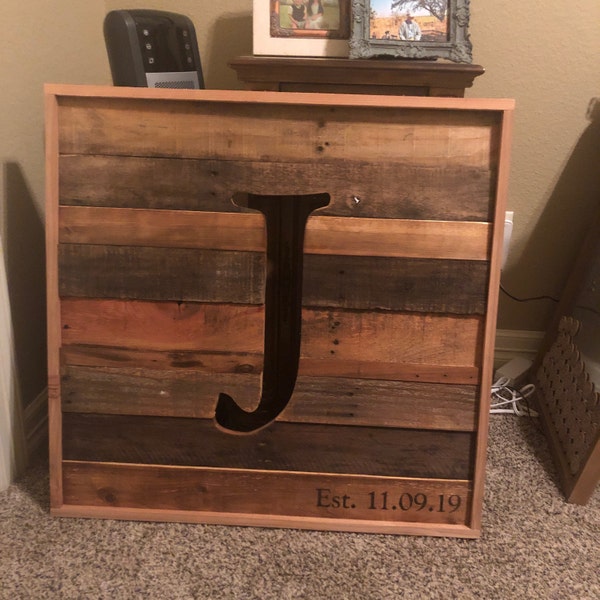 Large Wood Letter Monogram, Rustic Letter Cutout, Custom Wooden Wall ...