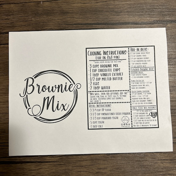 Printable Brownie Mix - PDF / SVG / JPG Craftologist Homemade Oatmeal ...