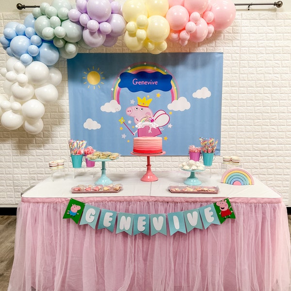 PIG Character Inspired Backdrop - Personalized Birthday Party Backdrop ...