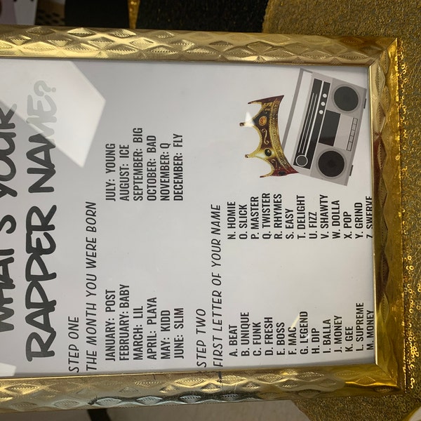 What's Your Rapper Name Digital Sign Party Decor Birthday Big One ...