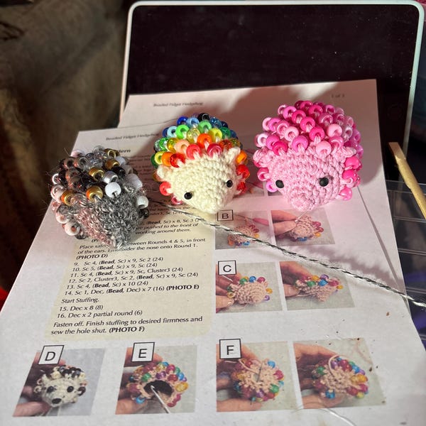 Beaded Fidget Hedgehog Crochet Pattern Crochet Fidget Toy Fidget ...