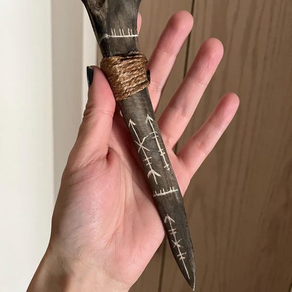 Made to Order : Primitive Sigil Deer Jawbone Ritual Knife - Etsy