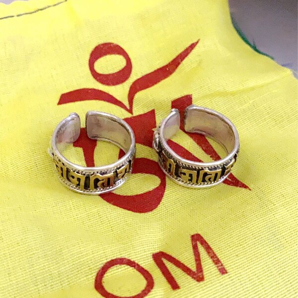 Om Mani Padme Hum BUDDHIST MANTRA RING .925 Silver, Boho Ring Mantra of ...