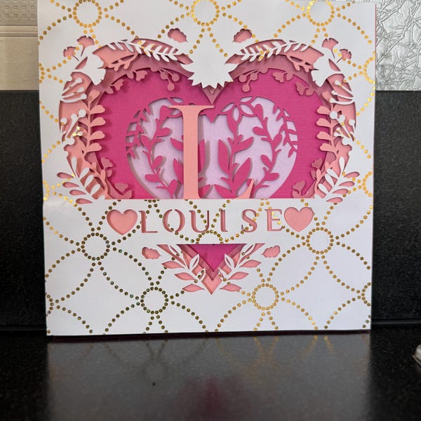 Customizable 3D Heart Split Monogram A-Z Shadow Box Svg, Valentines ...
