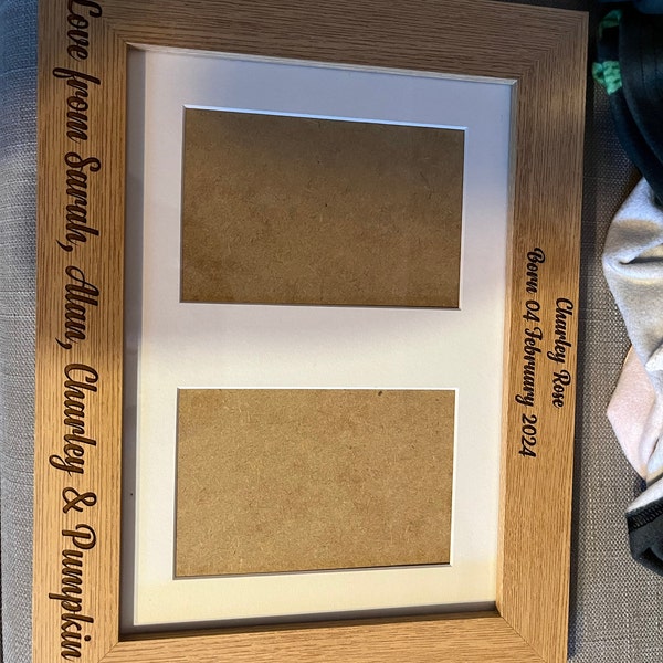 Personalised Wooden Double Photo Frame Engraved Any Message - Etsy