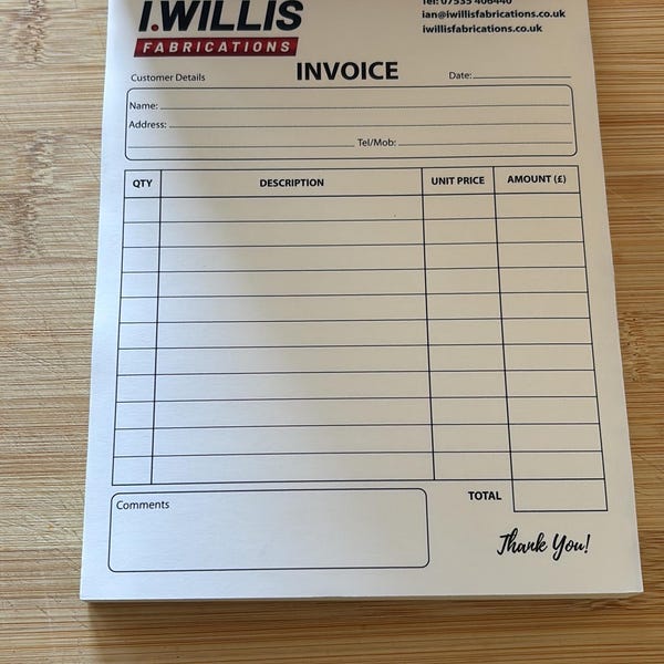 Personalised A5 Duplicate Invoice Book / Bill Book / NCR Pad / Receipt ...
