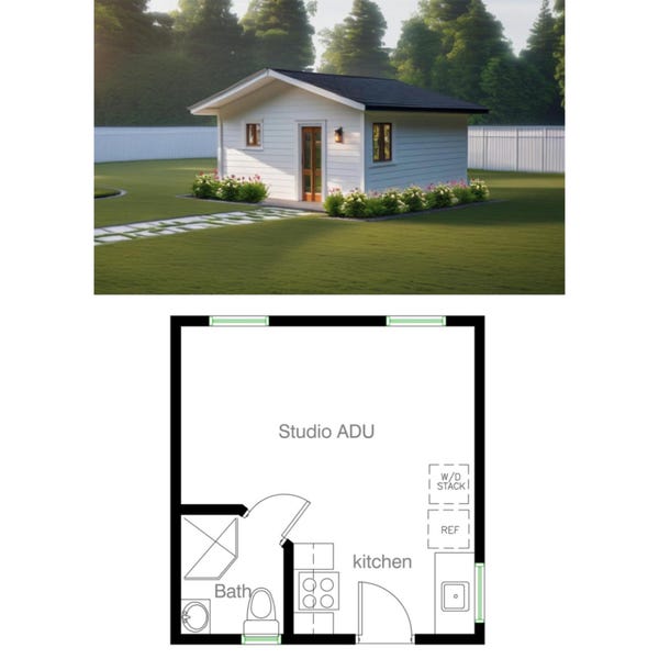 Shipping Container Floor Plan Studio W/ 1 Bath and Loft (240SF ...