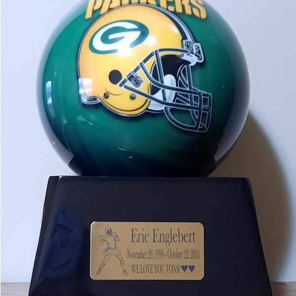 Football Cremation Urn With Optional Green Bay Packers Ball Decor and ...