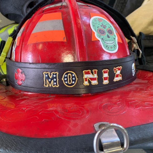 Personalized Firefighter Leather Helmet Band - Etsy