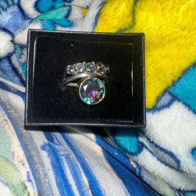 Color Changing Stone Cross Silver Ring, Multi Gemstone Ring, Old Style ...