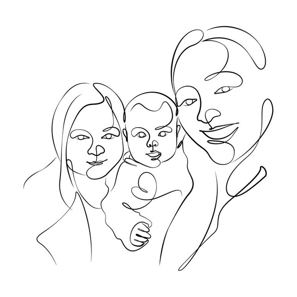 Family One Line Drawing, Abstract Family One Line, One Line Art Drawing ...