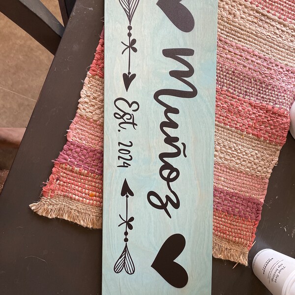 Romantic Couple Name EST Sign With Heart Arrows Personalized Custom ...