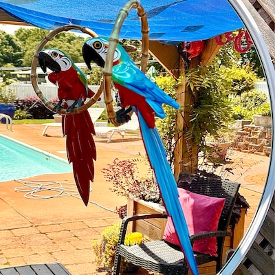 Catalina Macaw Parrot, Carved Wood, Tiki Bar Decor, Tropical Garden ...