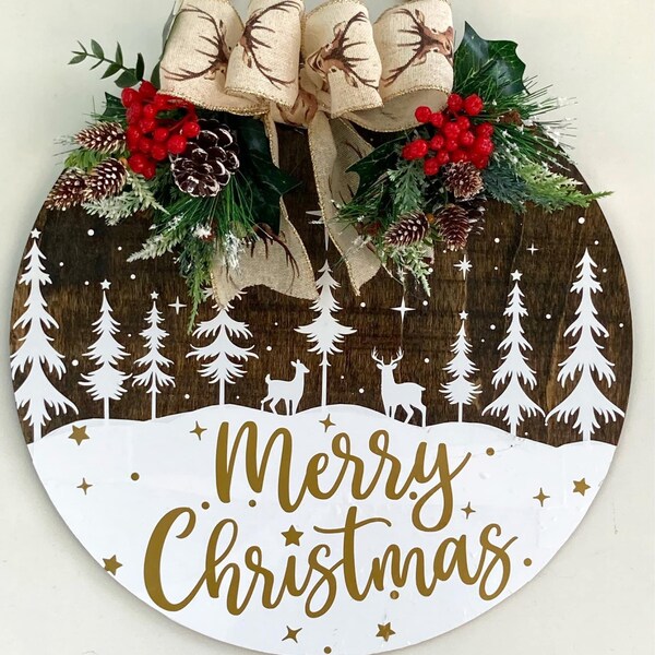 Snowy Woods SVG Christmas Deer Svg Cut File for Cricut, Snowing Winter ...