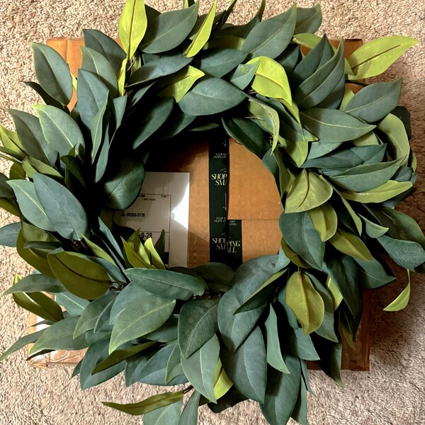 Cascading Ruscus Wreath | Teardrop Wreath With Bright Mixed Greenery ...