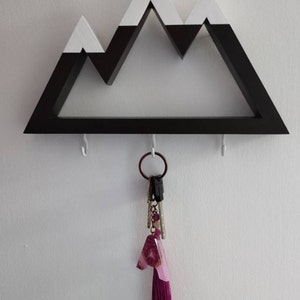 Floating Wooden Shelf With Key Hooks Wall Key Holder Entryway Shelf ...