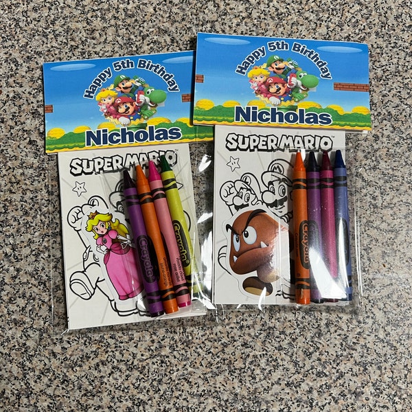 Super Mario Bros Coloring Party Favor Pouch & Crayons-birthday Theme ...