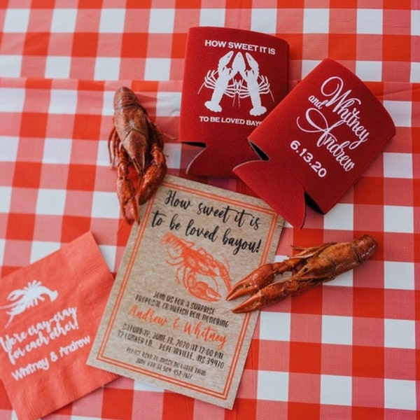 Crawfish Cocktail Napkins: Louisiana Cajun Wedding, Engagement Party - Etsy