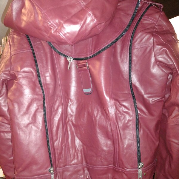 Mens Leather Jacket Dark Red Genuine Men Leather Jacket Sheepskin Biker ...