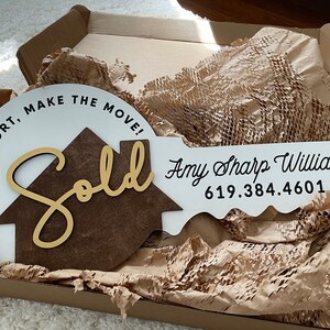 Blue Sold Key Sign for Realtors Realtor Gift Blue Sold Key | Etsy