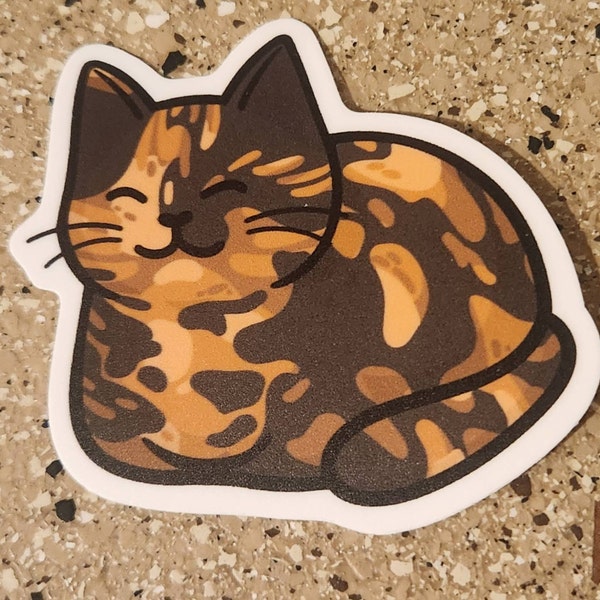 Tortie Cat Loaf Sticker; Tortoiseshell Kitty; Waterproof Dishwasher ...