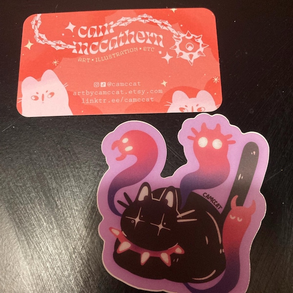 Spooky Kitties Halloween Sticker Set, Cute Demon Ghost Cat Matte Vinyl ...