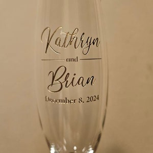 Personalized Wedding Toasting Flutes Set of TWO, Custom Engraved Vina ...