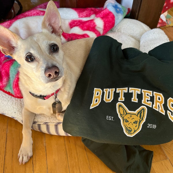 Varsity Custom Embroidered Dog Sweatshirt Custom Dog Sweater Embroider ...