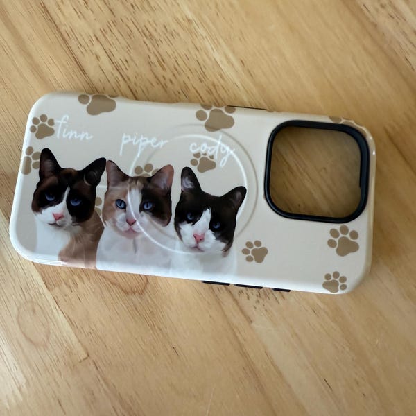 Custom Pet Photo Phone Case Personalized Hand Drawn Dog Phone Case With Pet Name Custom Cat Face ...