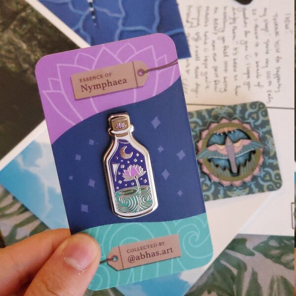 Essence of Nymphaea Enamel Pin | Magic Water Lily in a Witch Bottle ...