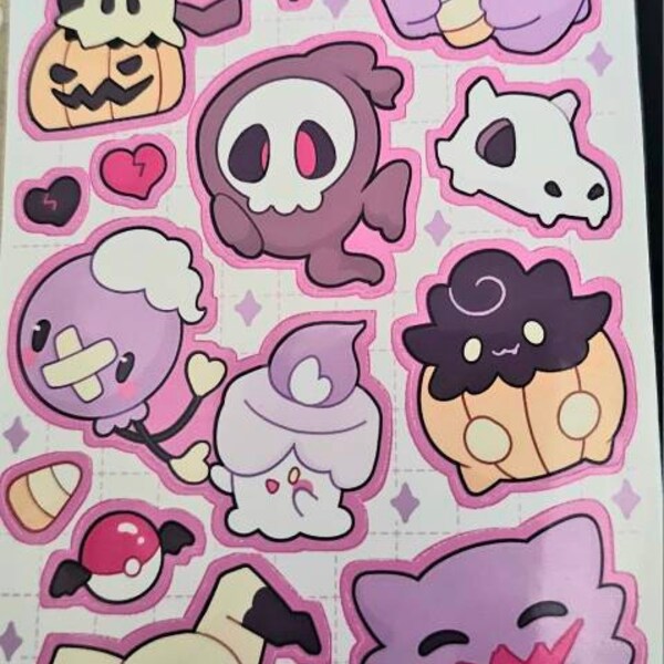 Ghost Pokemon Glossy Sticker Sheet Including Mimikyu Gengar Litwick ...