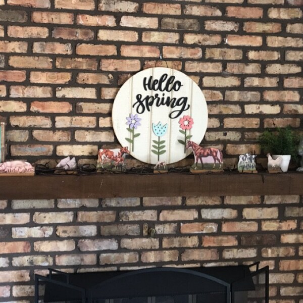Hello Spring With Flowers Door Sign, Easter Door Hanger, Front Door ...