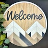 Geometric Mountain Welcome Sign, Digital Download, Round Door Hanger ...