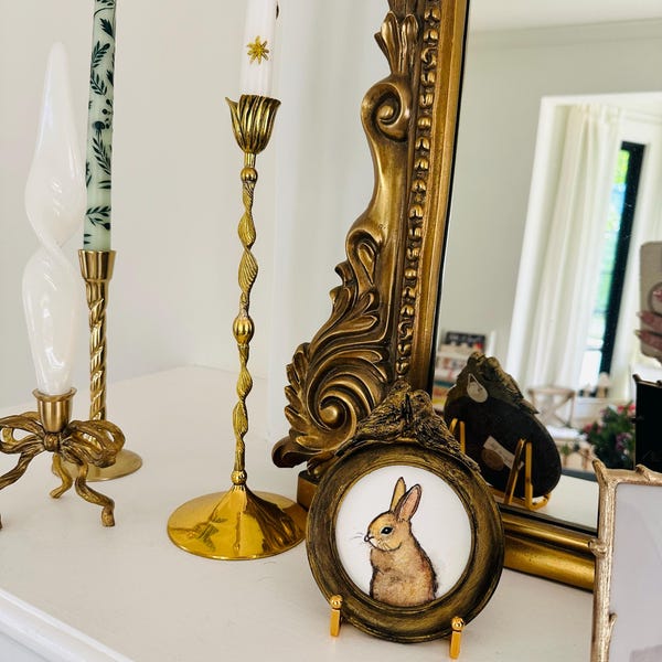 Vintage Framed Fawn Portrait, Small Original Fawn Painting, Fawn Oil ...