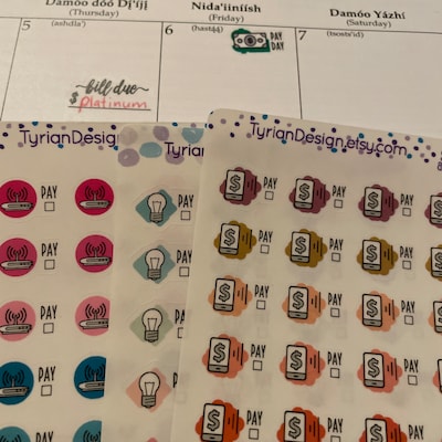 Cell Phone Payment Stickers. Different Color Options. Keep Track of ...