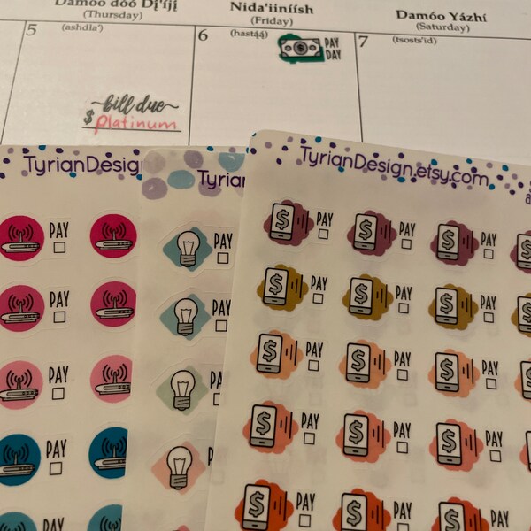 Cell Phone Payment Stickers. Different Color Options. Keep Track of ...