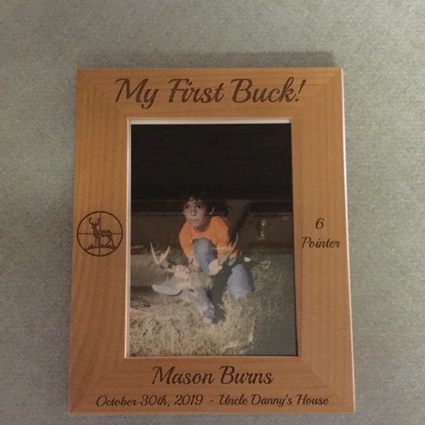 Custom Engraved Buck Hunting Photo Frame | First Buck Keepsake - Etsy