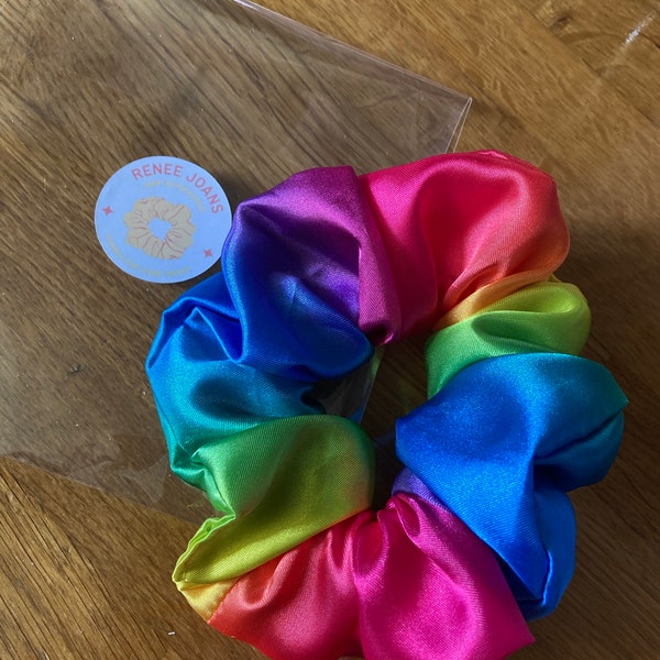 Rainbow Satin Hair Scrunchie - Etsy UK